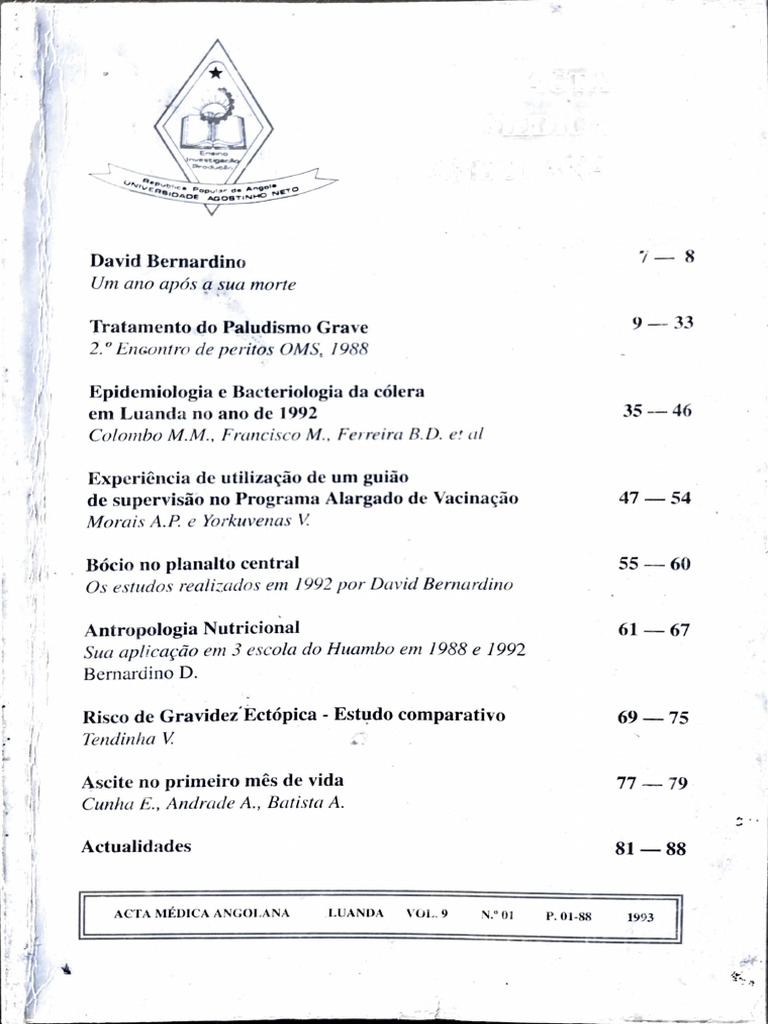 Epidemologia e Bacteriologia Da Colera em Luanda No Ano 1992 | PDF ...