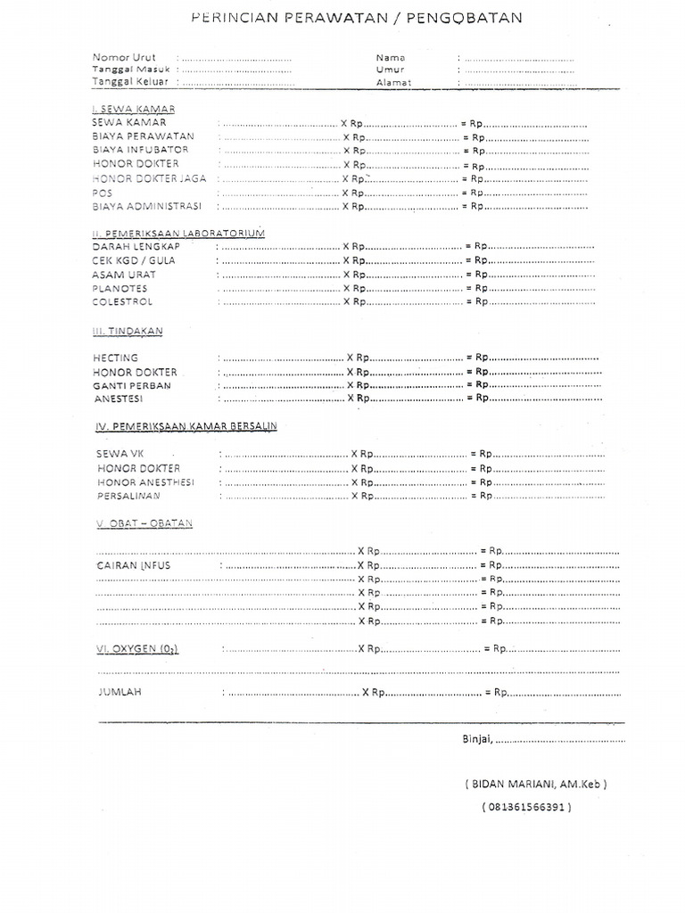 Perincian Perawatan Pengobatan | PDF