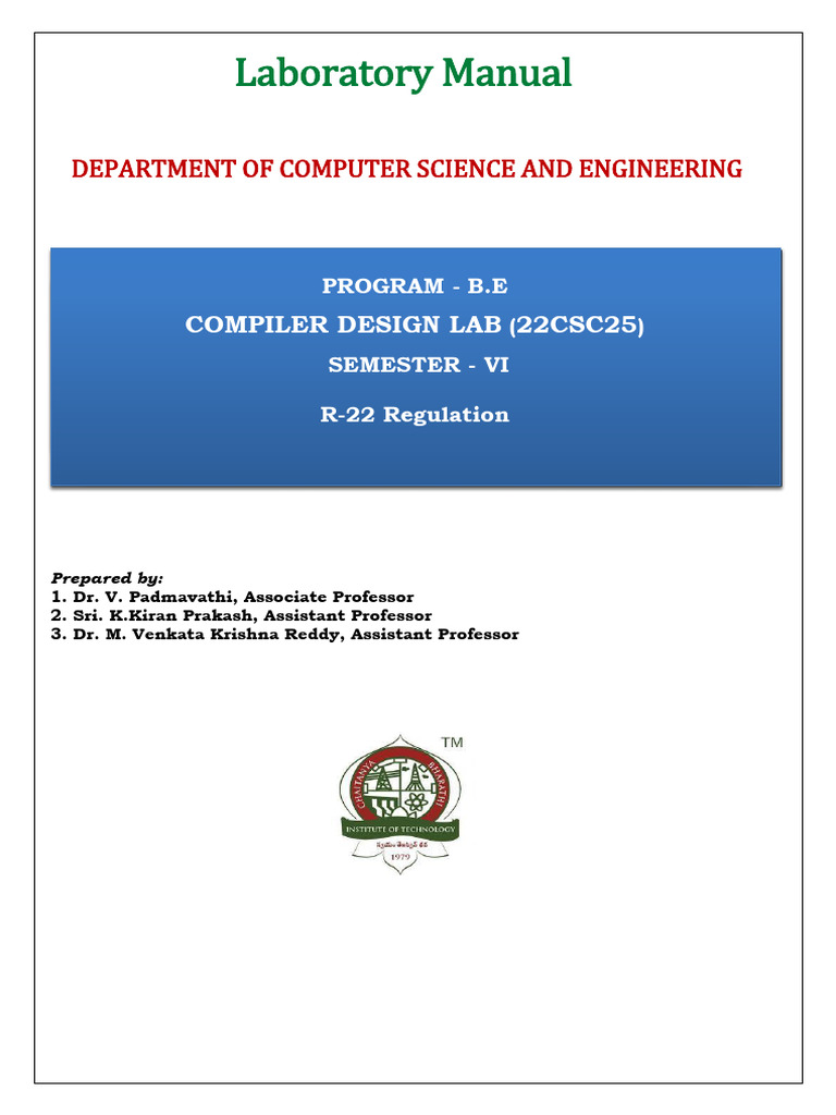 Compiler Design Lab Manual R22 | PDF | Parsing | Compiler