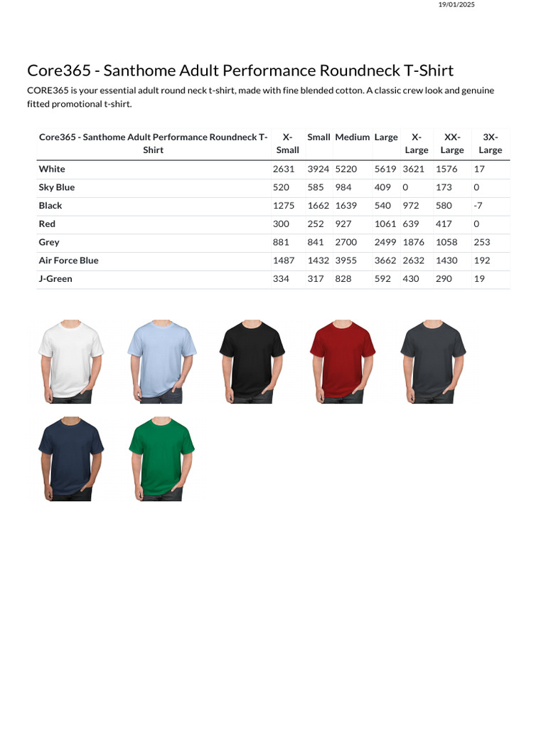 Core365 Santhome Adult Performance Roundneck T Shirt | PDF