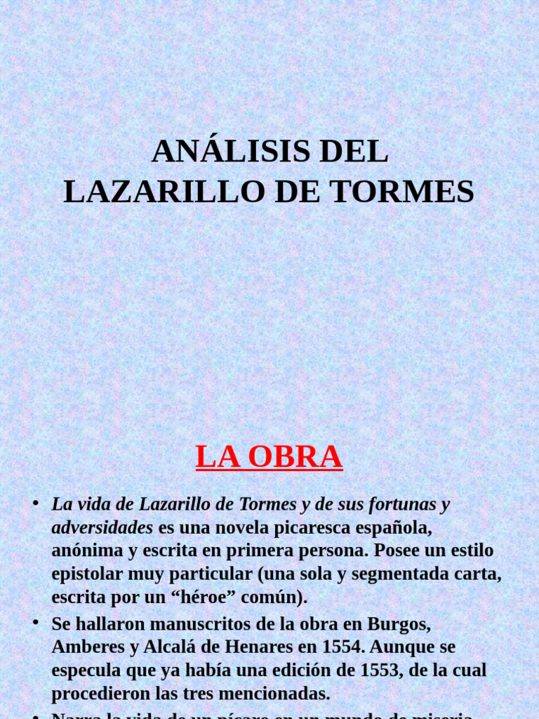 Análisis del Lazarillo de Tormes | PDF