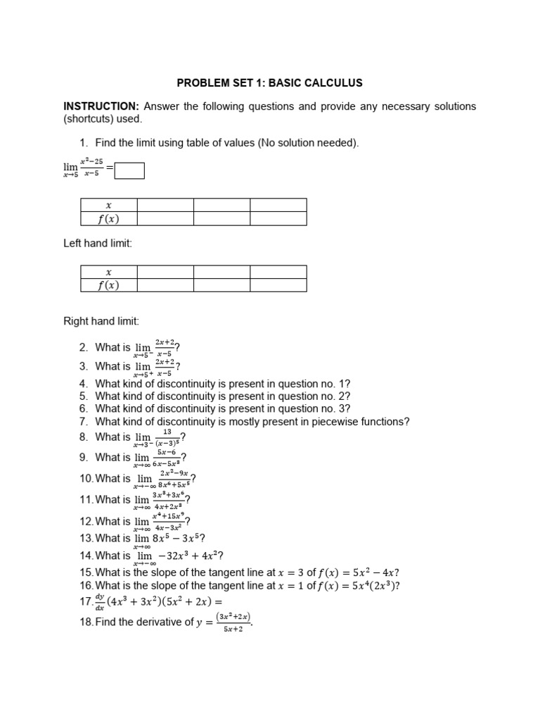Problem-Set-1-Basic-Calculus | PDF
