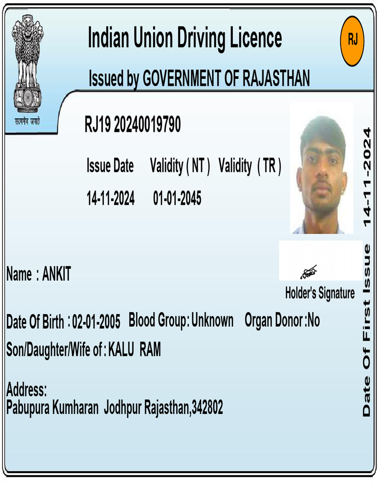 Jodhpur Driving Licence Details | PDF