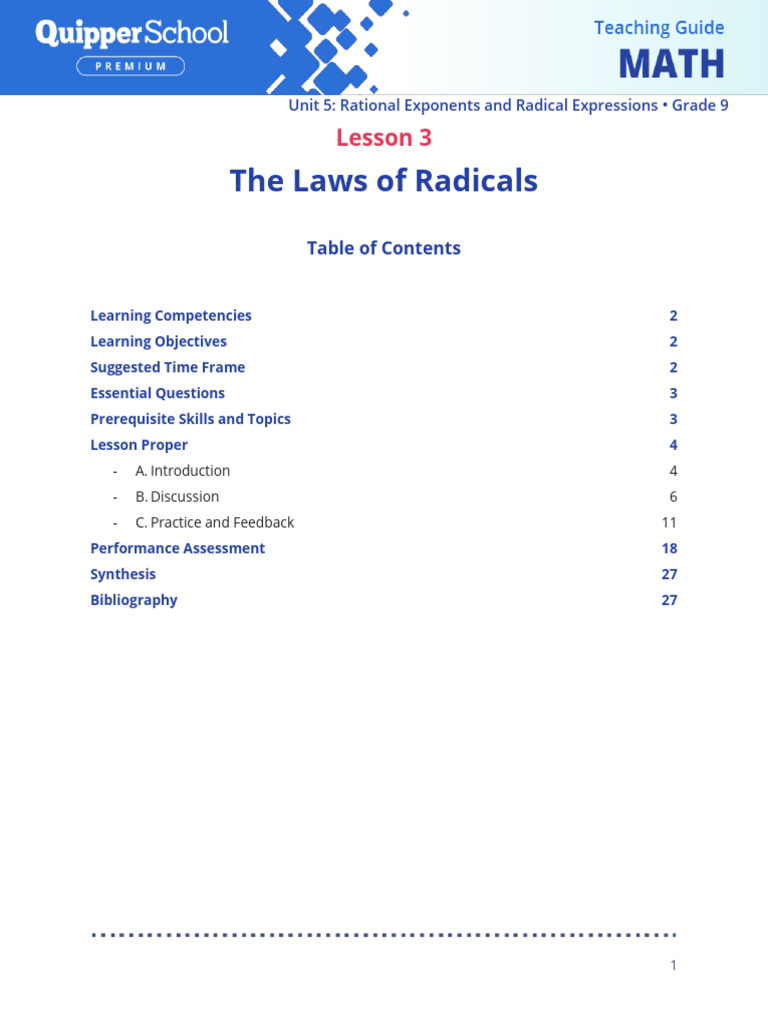 Law of Radical | PDF | Elementary Mathematics | Mathematics