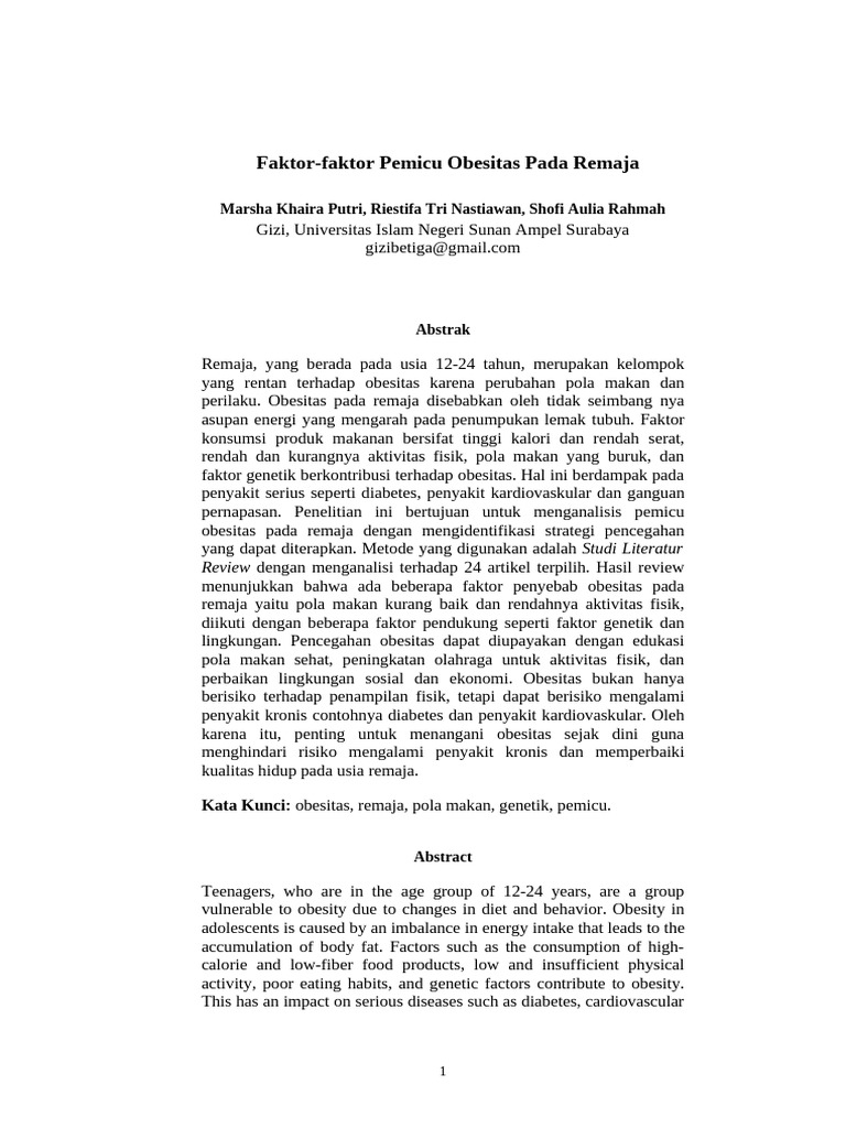 Faktor Penyebab Obesitas | PDF