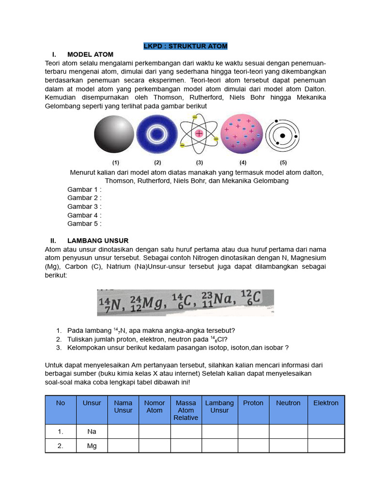 LKPD Struktur Atom | PDF