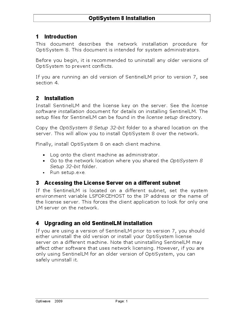 OptiSystem 8 Network Installation Guide | PDF | Directory (Computing ...