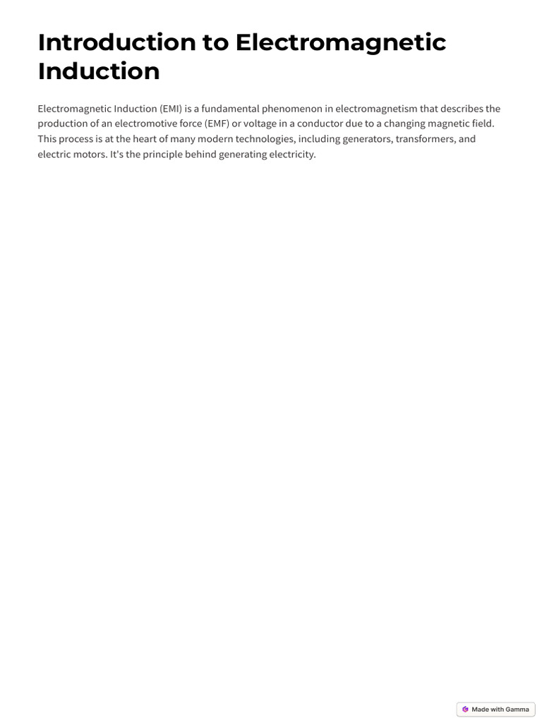 Introduction-to-Electromagnetic-Induction | PDF | Electromagnetic Induction | Inductance