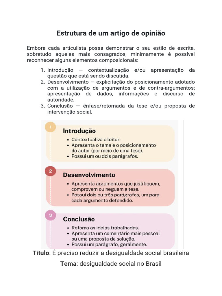 Estrutura de Um Artigo de Opinião | PDF