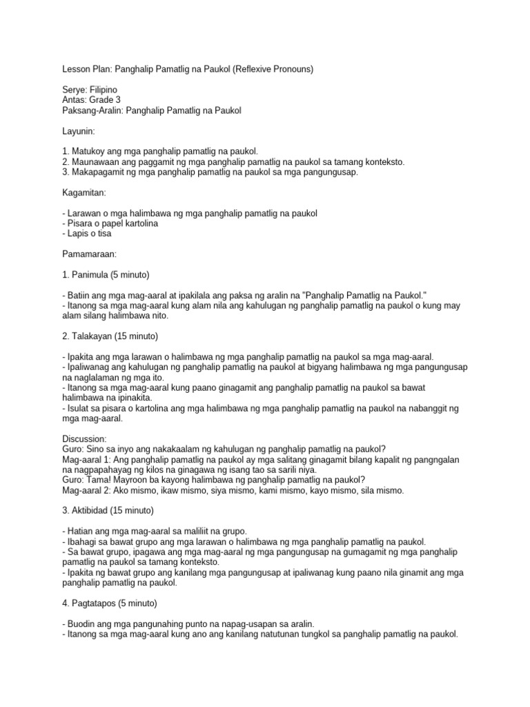 Lesson Plan-Panghalip | PDF
