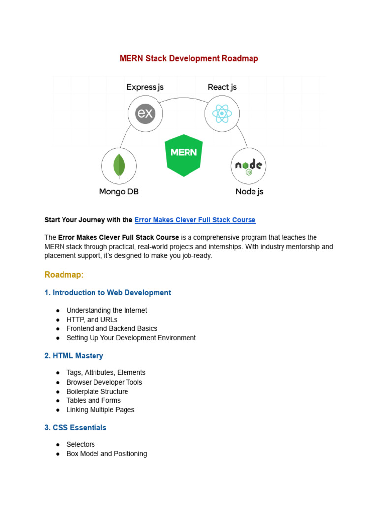 Mern Stack And Mean Stack Development Roadmap Emc Pdf Java Script 2690