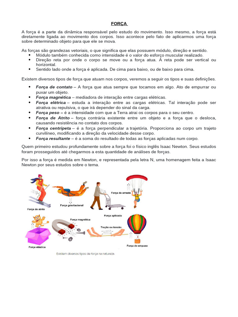 Força e Movimento no 7º Ano | PDF | Força | Trajetória
