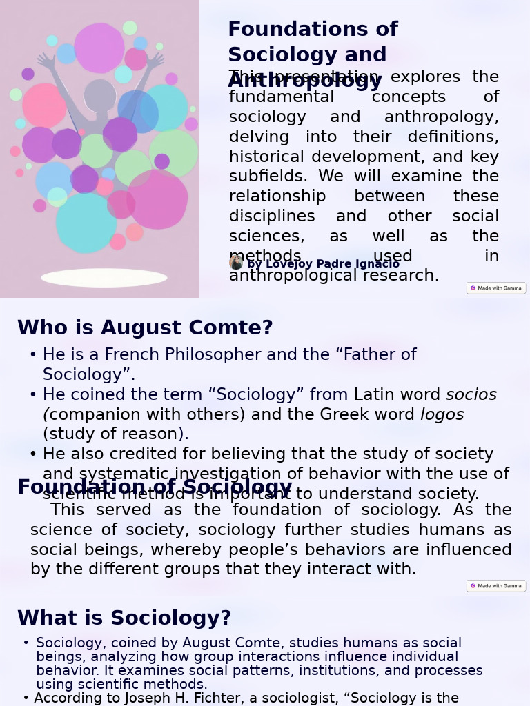 Foundations of Sociology and Anthropology | PDF | Anthropology | Sociology