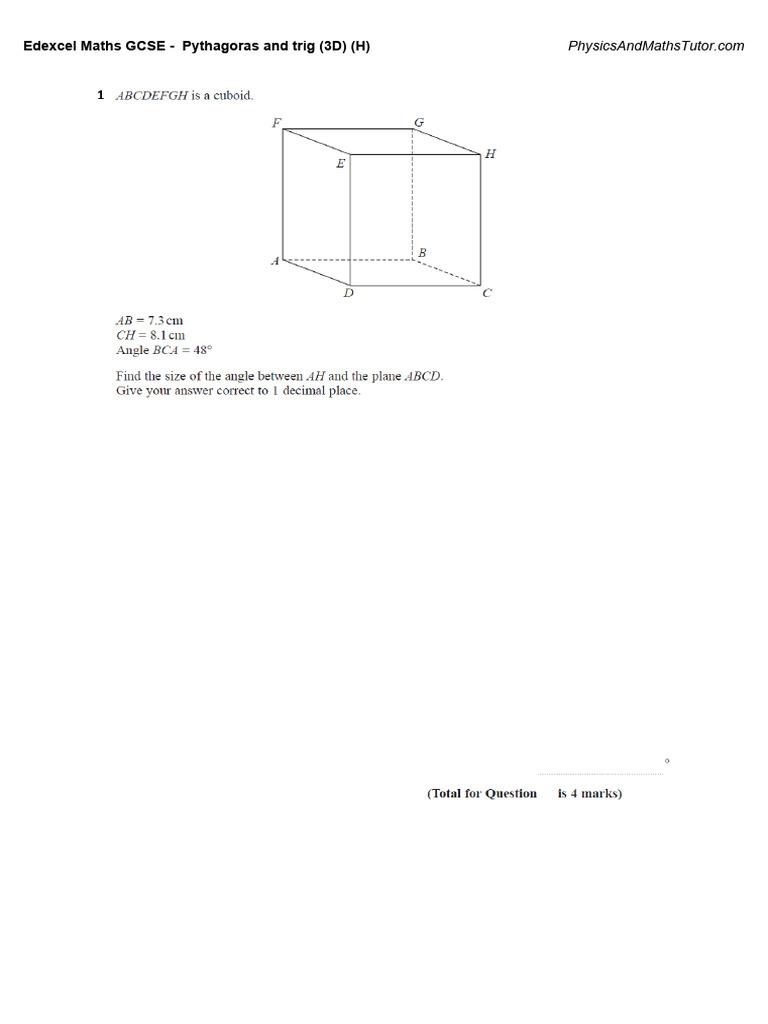 GCSE Maths: 3D Pythagoras & Trig | PDF