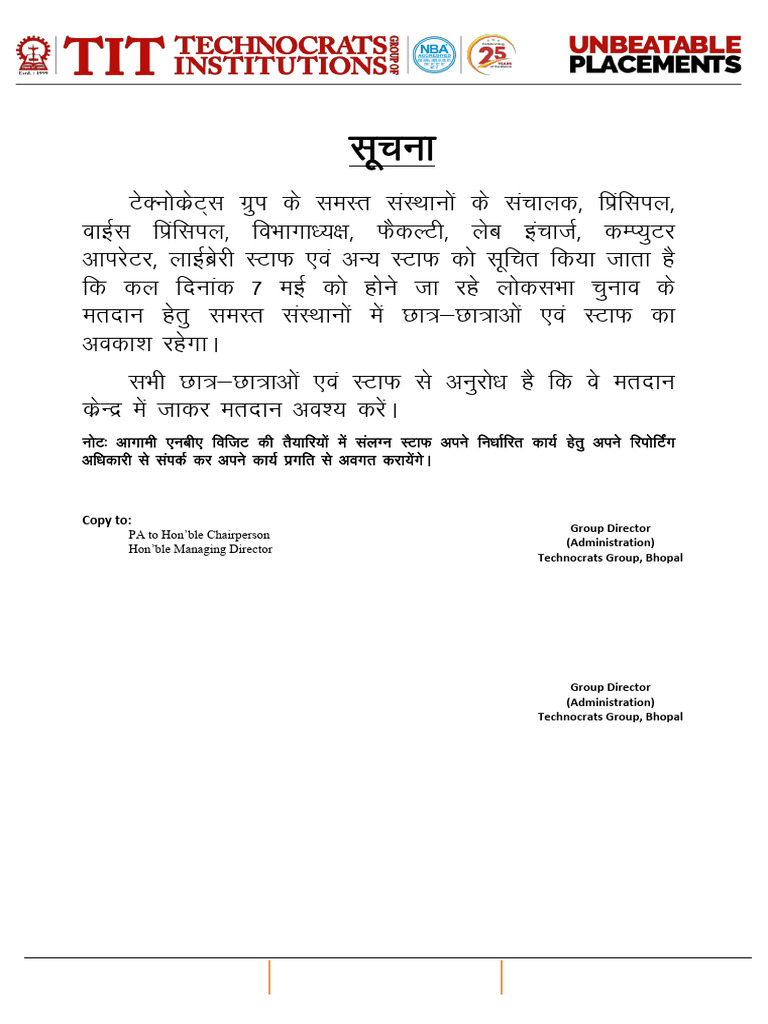 7 May Election Holiday Notice | PDF