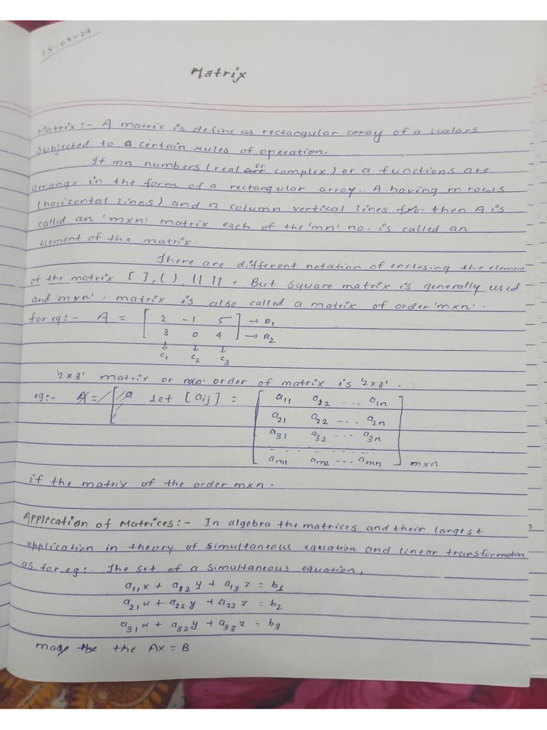 Matrix Notes Btech | PDF