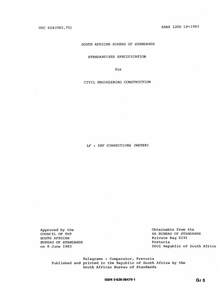 SABS 1200 LF: Erf Water Connections | PDF | Pipe (Fluid Conveyance ...
