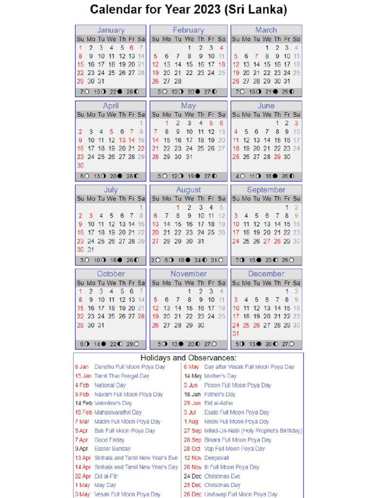 Year 2023 Calendar Full | PDF