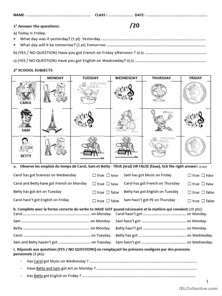 School Schedule Questions and Exercises | PDF