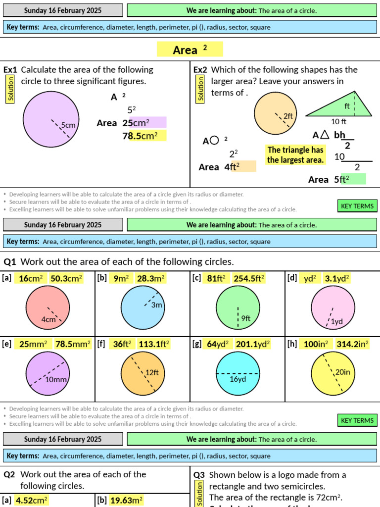 Area of a Circle: Calculation Guide | PDF | Area | Circle