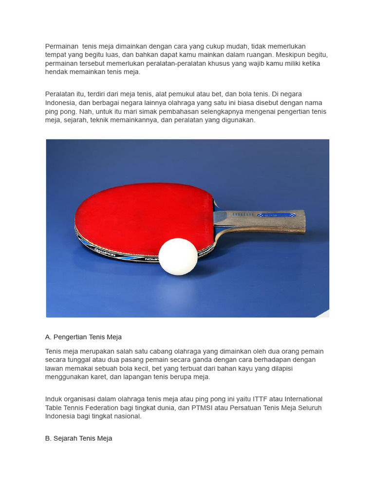 Panduan Dasar Tenis Meja | PDF