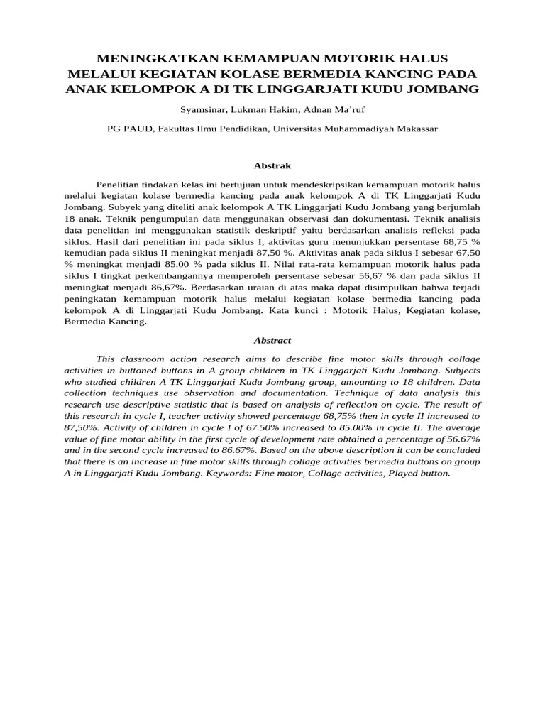 Kolase Kancing Tingkatkan Motorik Anak | PDF