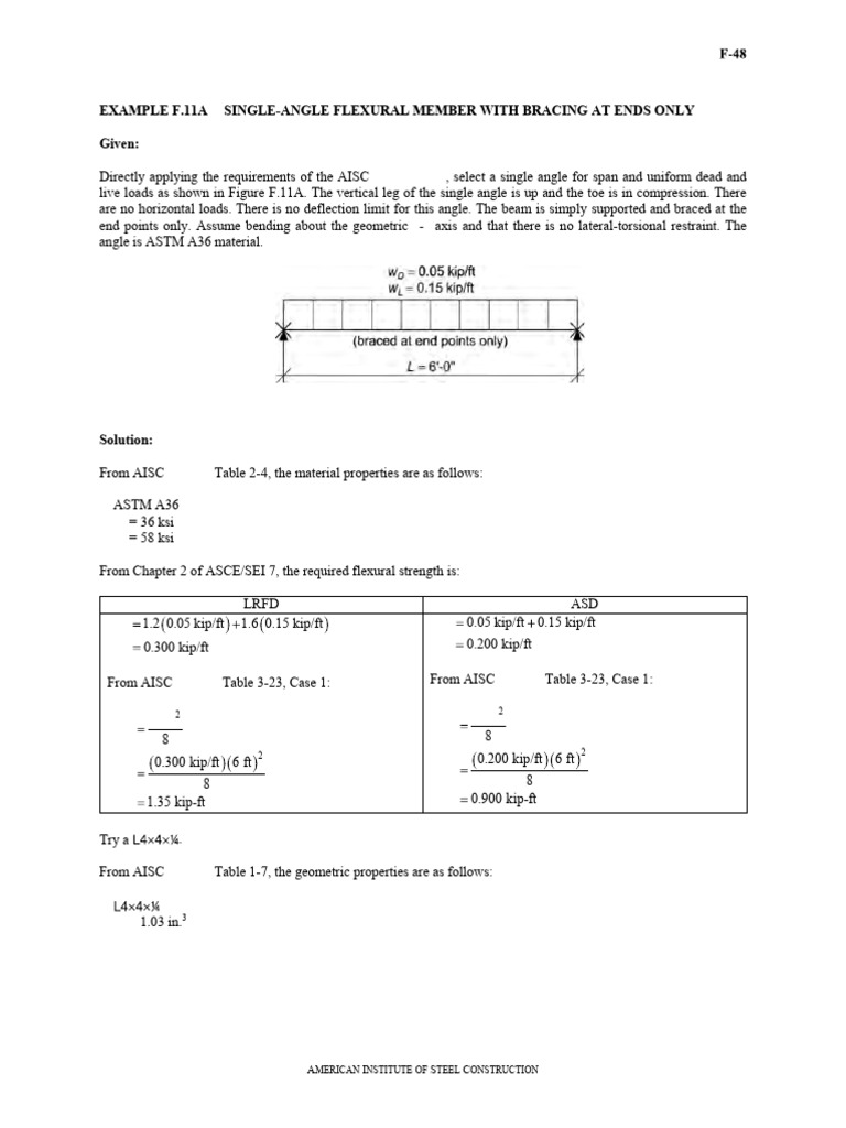 Single-Angle Flexural Member Design | PDF | Bending | Beam (Structure)