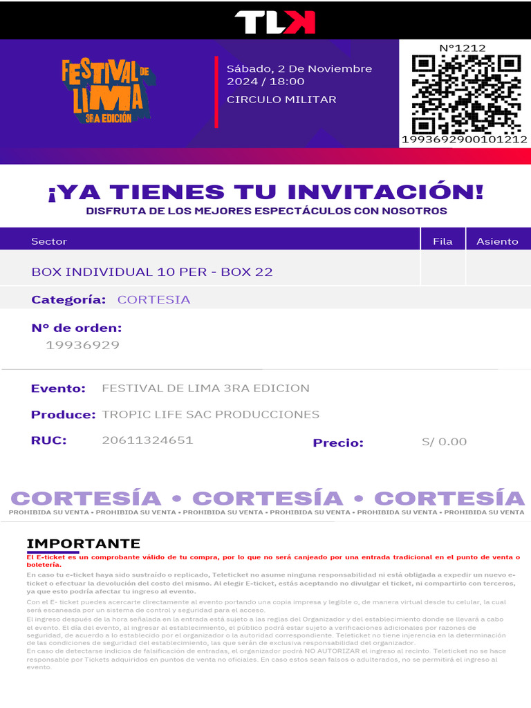 Eticket - Box Individual 22-2 | PDF