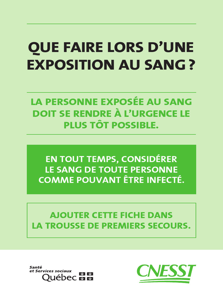 Guide d'urgence en cas d'exposition au sang | PDF | Vaccination | Plaie