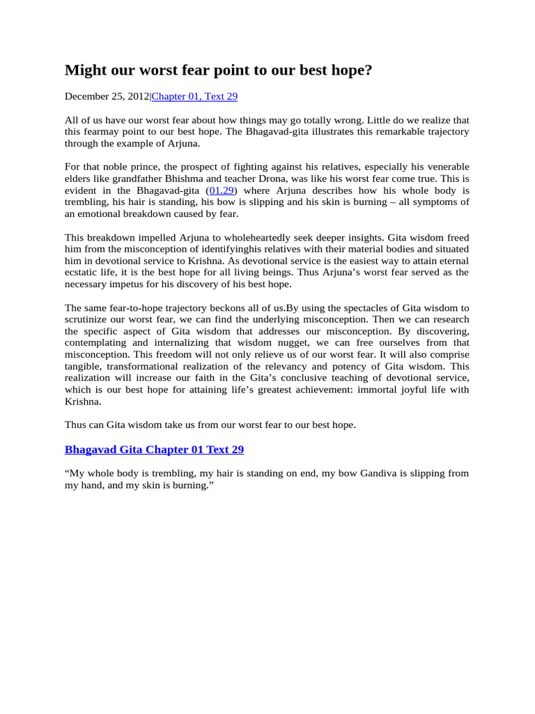 Might Our Worst Fear Point To Our Best Hope | PDF