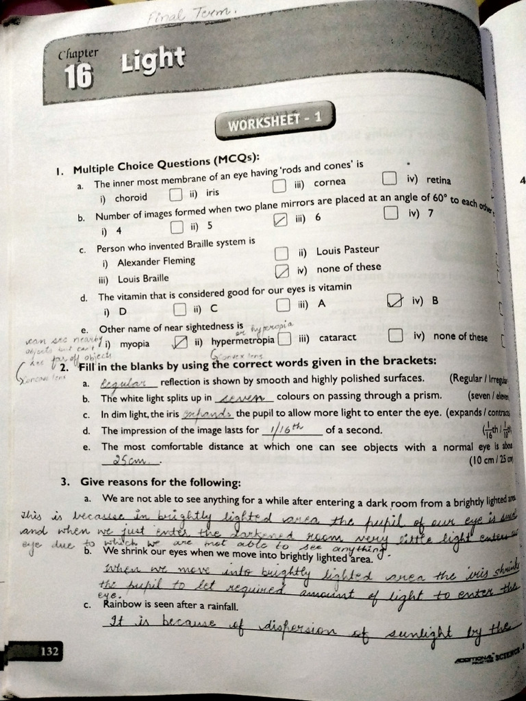 Ch Light Workbook Pdf Eye Mirror