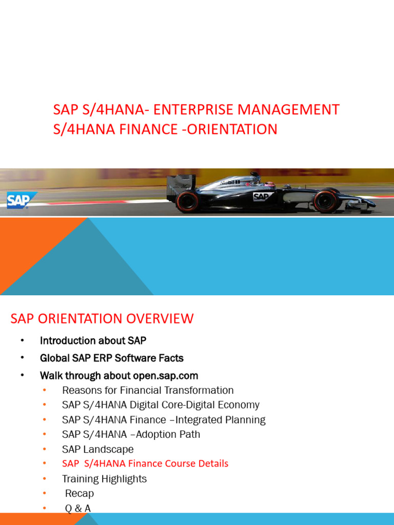 SAP S4 HANA - Finance Orientation - V | PDF