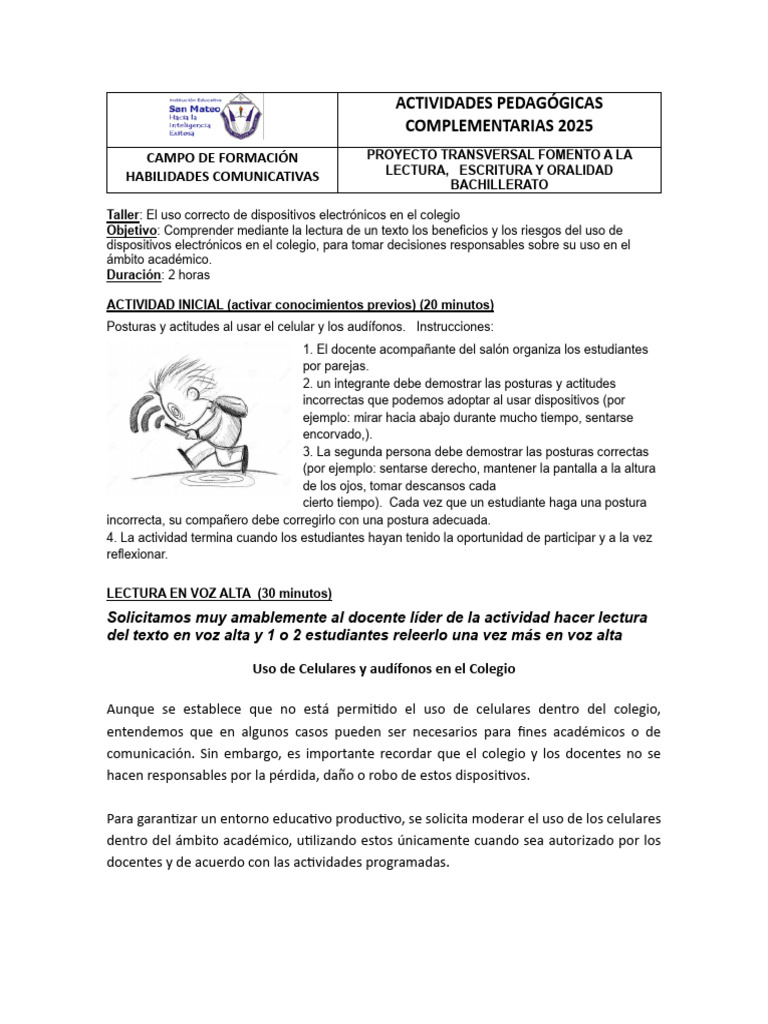 Taller Plan Lector | PDF | Maestros | Enseñando