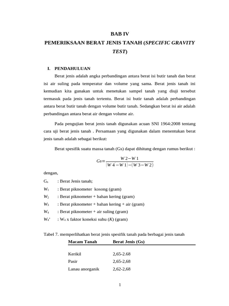 Uji Berat Jenis Tanah di Laboratorium | PDF