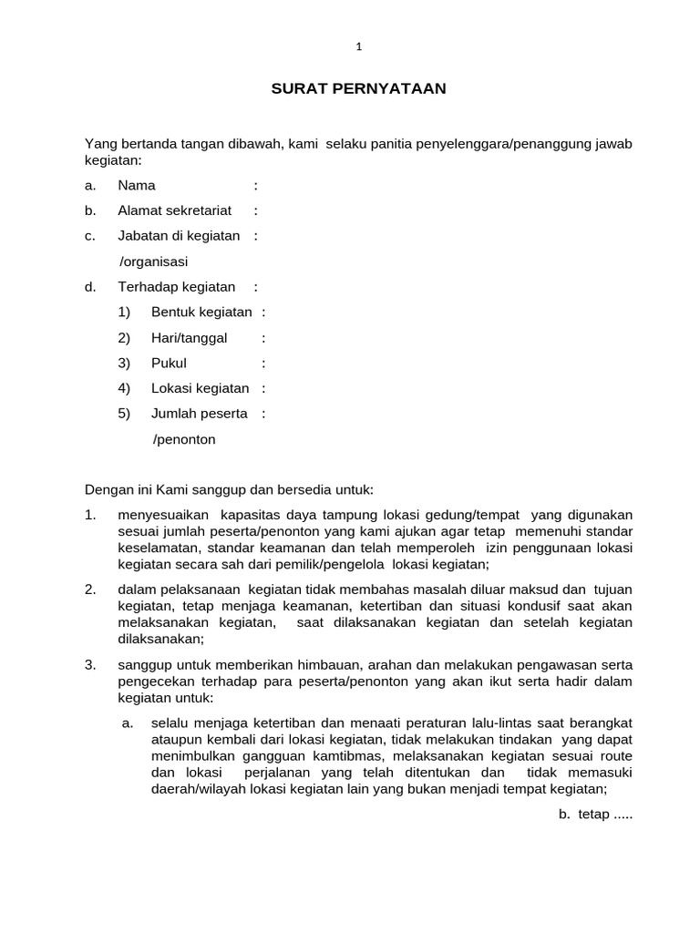 Surat Pernyataan STTP | PDF