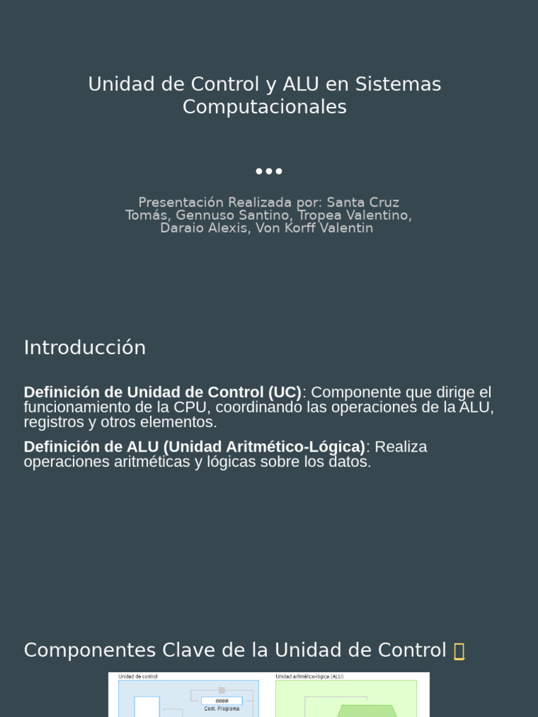 Tipos y Funciones de ALU y UC | PDF | Unidad Central de procesamiento ...