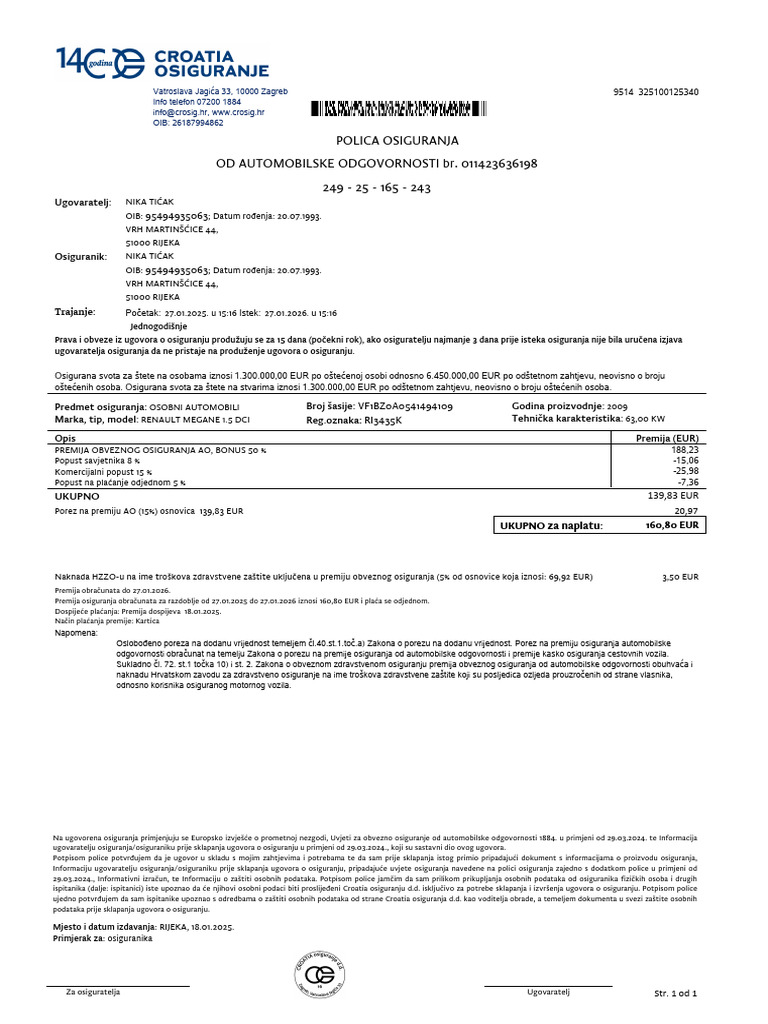 Polica Osiguranja | PDF