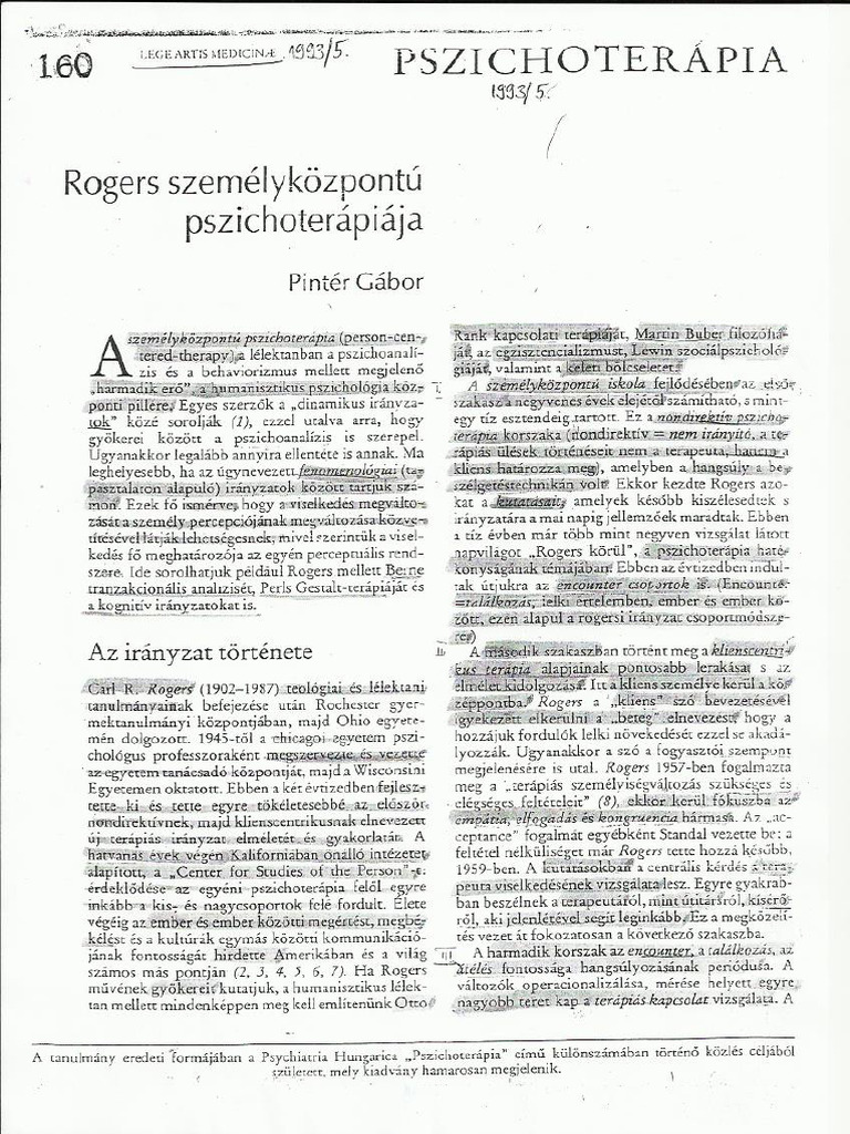 Pintér - Rogers Személyiségközpontú PszichoTerápiája | PDF