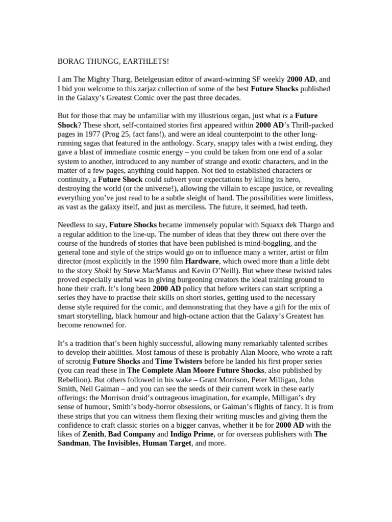 Tharg Intro | PDF | Comics | Comics Publications