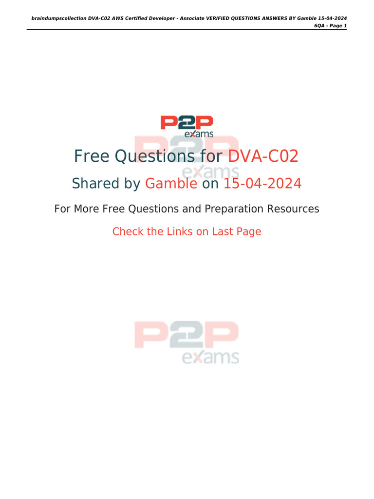 Braindumpscollection Dva c02 Aws Certified Developer Associate Verified Questions Answers by ...