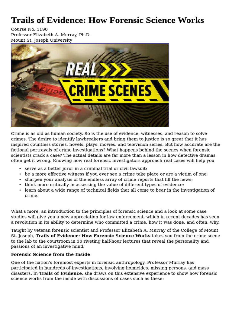 TTC Trails of Evidence How Forensic Science Works | PDF | Forensic ...