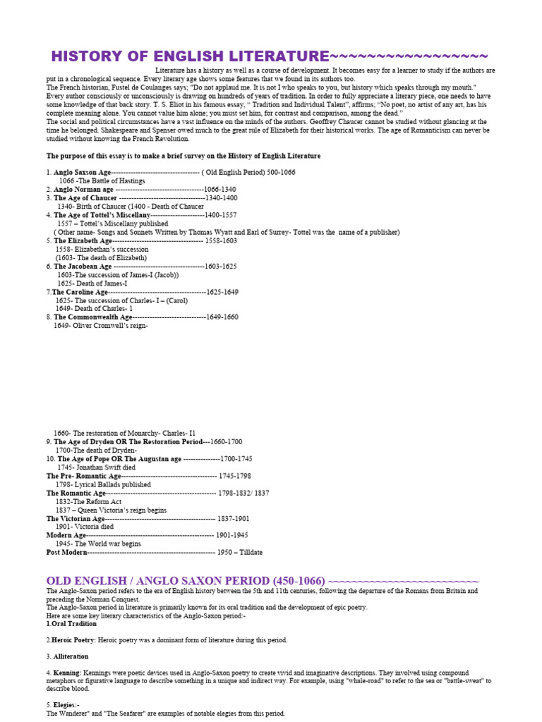 History of English Literature | PDF | William Shakespeare | English ...