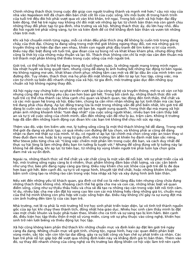 Văn Thách Thức Trẻ | PDF