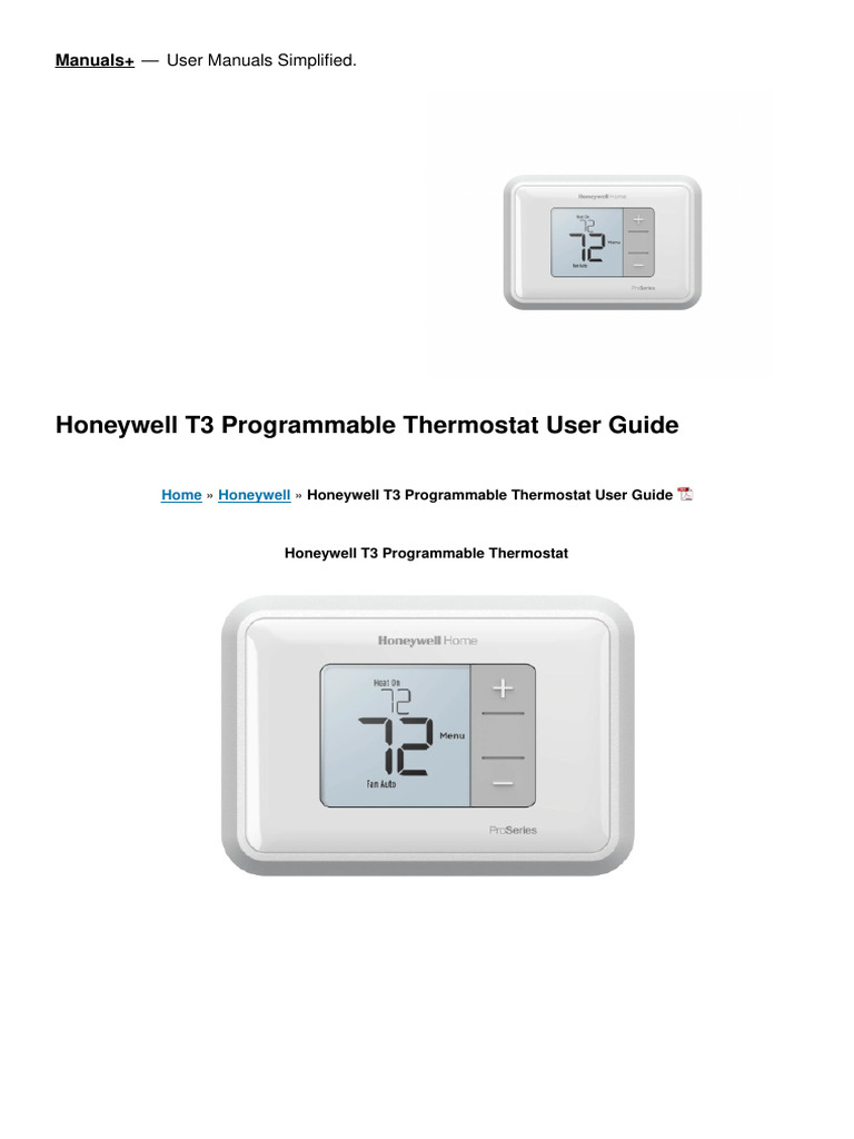 t3 Programmable Thermostat Manual | PDF | Thermostat