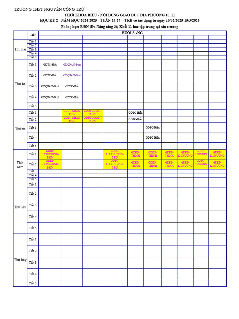 TKB GDĐP 10, 11 - HK2 - NH 24-25 (T23-27) | PDF