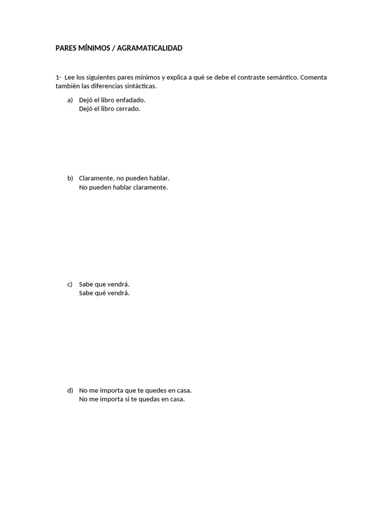 Pares Minimos Agramaticalidad 11 | PDF