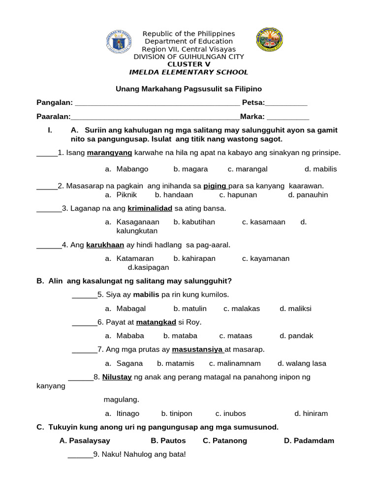 PT - Filipino 6 - Q1 V2 | PDF