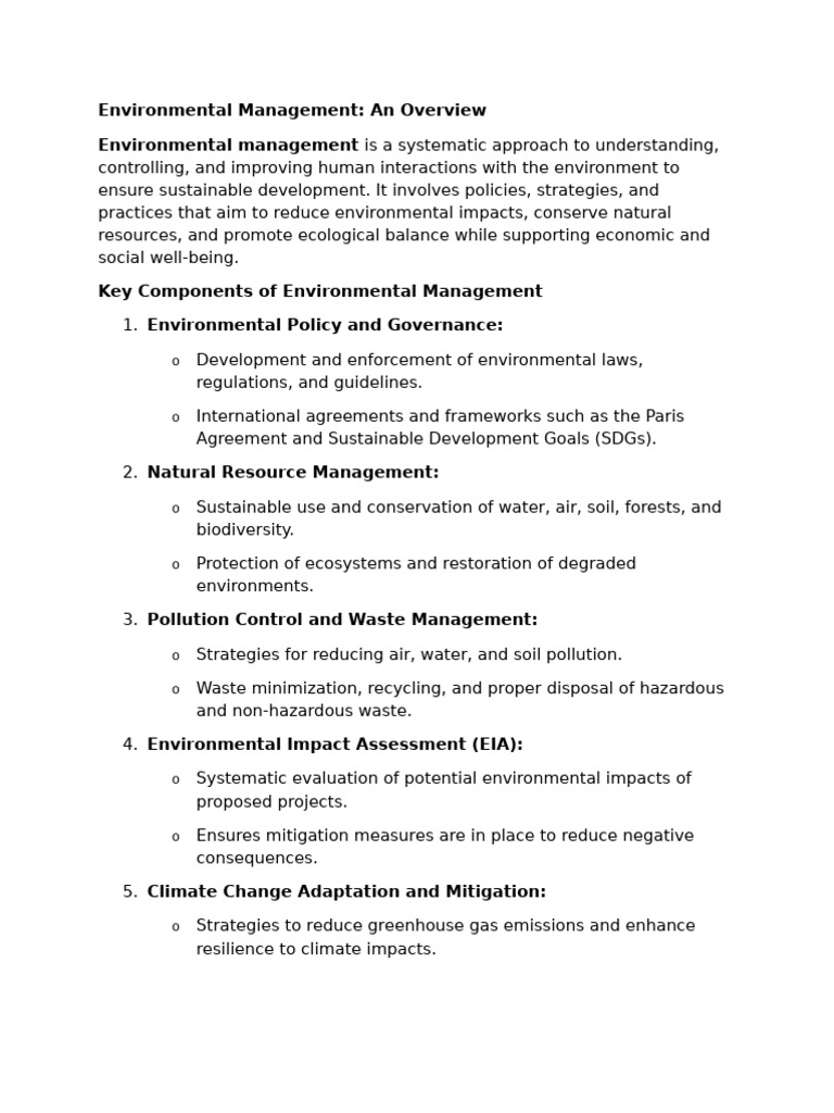 Environmental Management | PDF | Sustainability | Sustainable Development