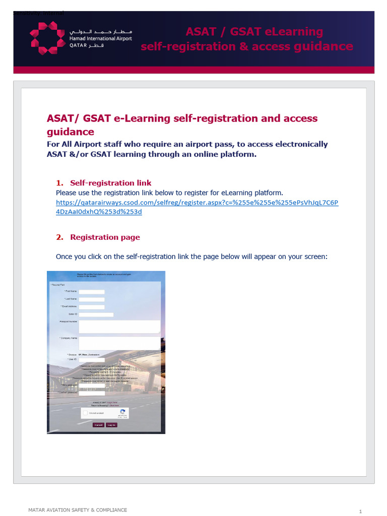 ASAT GSAT ELearning Self-Registration - v1.0 | PDF | Educational Technology | Login