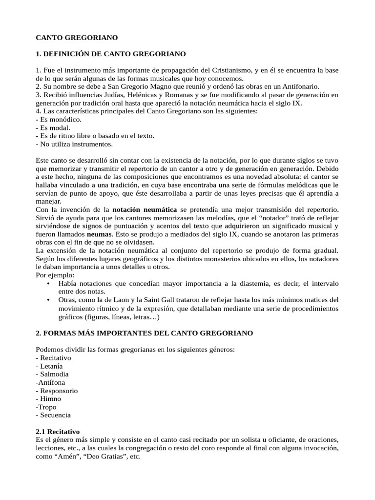 1-canto gregoriano tema 1 | PDF | Modo (música) | Canto gregoriano